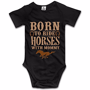 DOQOSESHY Born to Ride Horses with Mommy Baby Bodysuit Short/Long Sleeve Jumpsuit Rompers