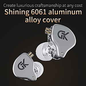 erjigo Earphone, Customized Comfort, GK-GS10Earbuds, 4BA+1DD Configuration, Noise-canceling Headphone, HiFi Sports&Fitness Headphones (Silver with Microphone)