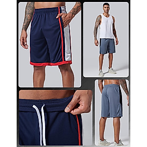 5 Pack Men's Quick Dry Athletic Shorts with Pockets Elastic Waist Activewear for Workout Gym Basketball (Set 3, XX- Large)