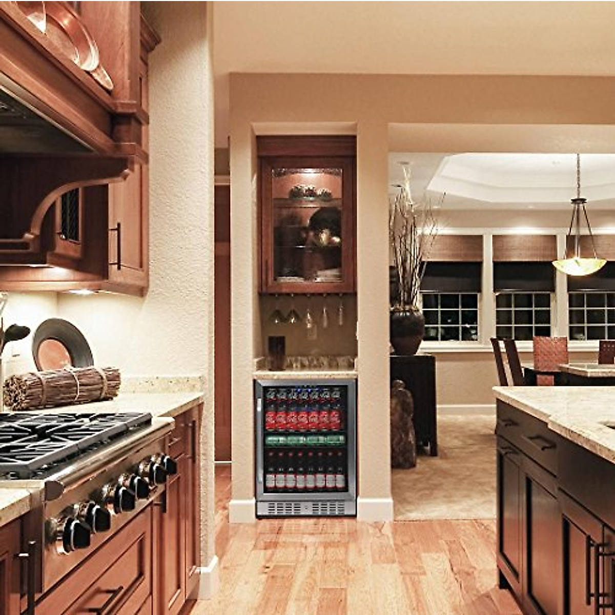 NewAir | 177 Can Beverage Cooler With Glass Door | Reversible Insulated Hinge Door Mini Fridge, Adjustable Shelves, Key Lock, Stainless Steel | Built-in, Freestanding, Under Counter Refrigerator