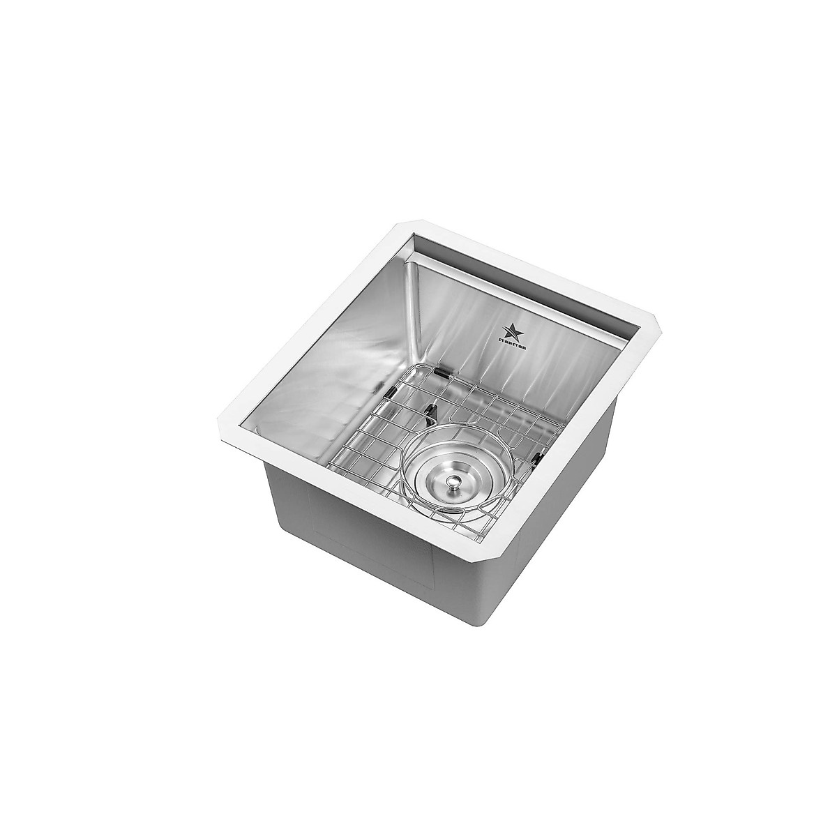 STARSTAR Workstation Ledge Undermount Single Bowl 304 Stainless Steel Kitchen/Yard/Bar/Laundry/Office Sink, With Grid, Cutting Board, Strainer with Basket (14 x 18 x 8)