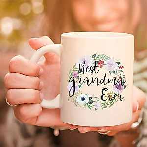 YHRJWN Best Grandma Ever Mug Best Grandma Gifts - Grandma Coffee Mug - Grandma Birthday Gifts from Granddaughter Grandchildren Grandson - Coffee Mug Gifts for Grandma 11Oz