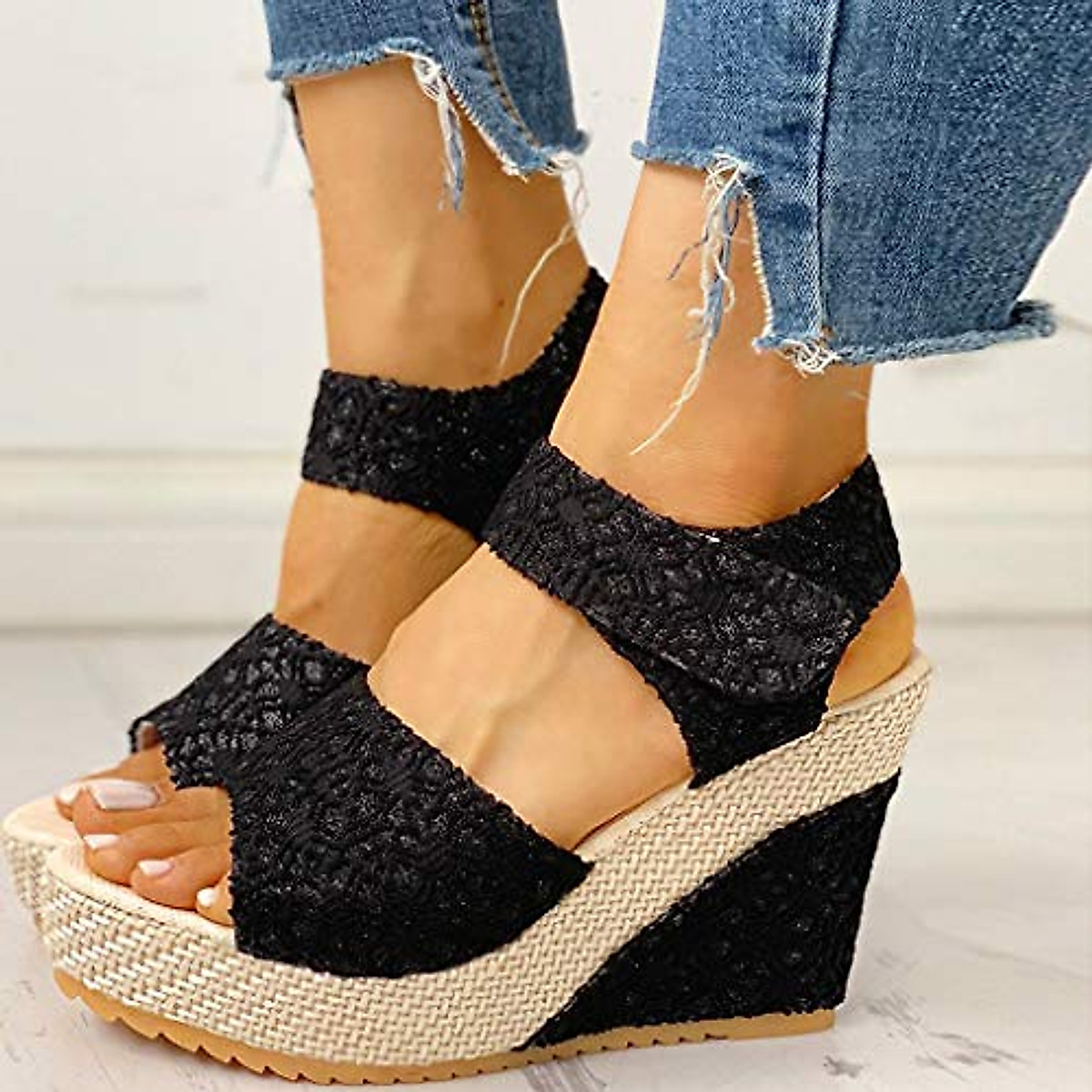 UQGHQO women slippers Women's Sandals Comfortable Flip Flops for Women with Arch Support Summer Casual Wedge Sandals Shoes Massage Function Women's Platform & Wedge Sandals