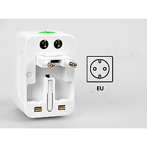 T POWER - Universal World Wide Travel Plug Adapter - White Electronics Worldwide AC Outlet Plugs Adapters for Europe, UK, US, AU, Asia-Blue