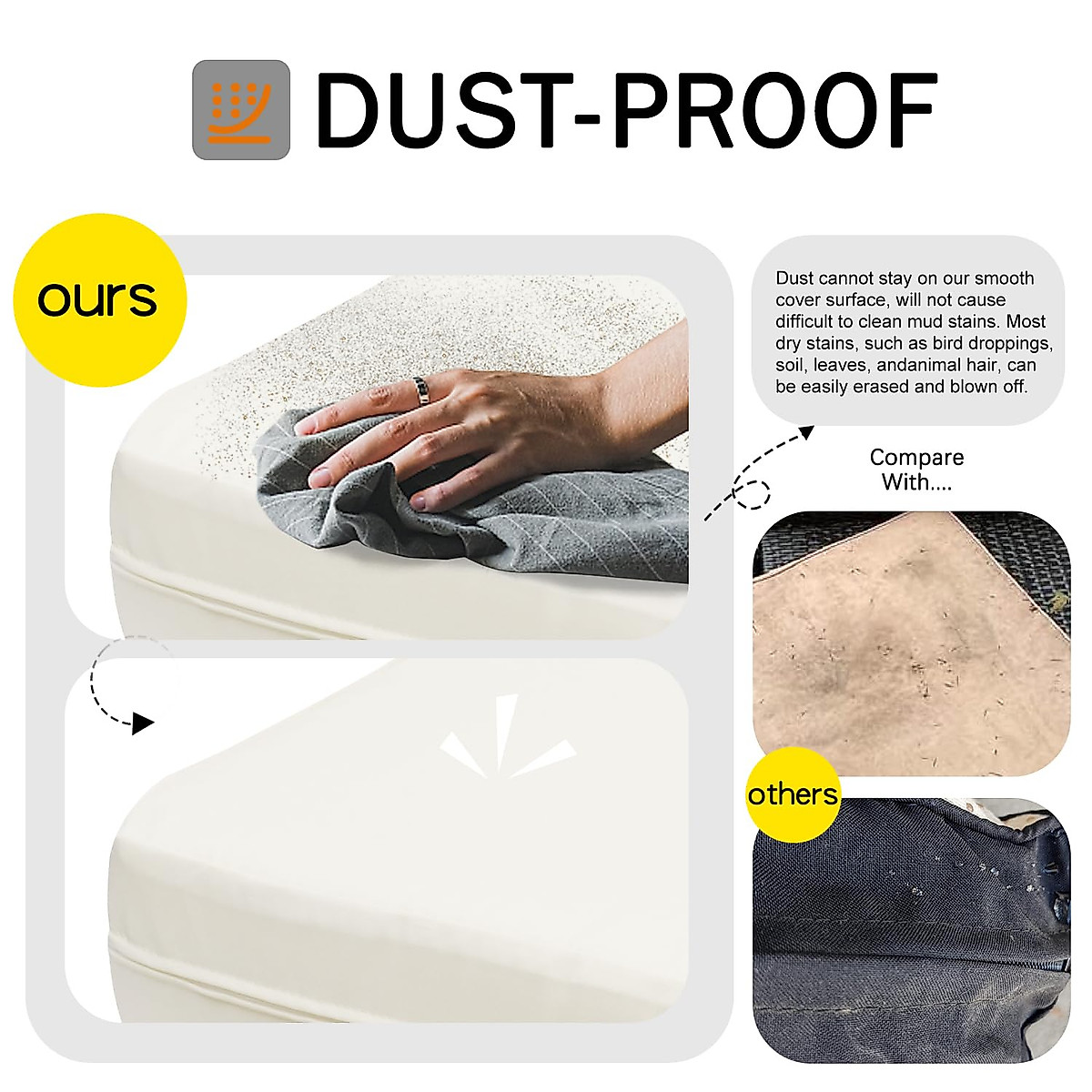 ClawsCover 8Pack Outdoor Seat and Back Cushions Replacement Covers Fit for 4 Pieces 4-Seater Wicker Rattan Patio Furniture Set Loveseat Sectional Couch with Storage Box,Cream-Include Cover Only