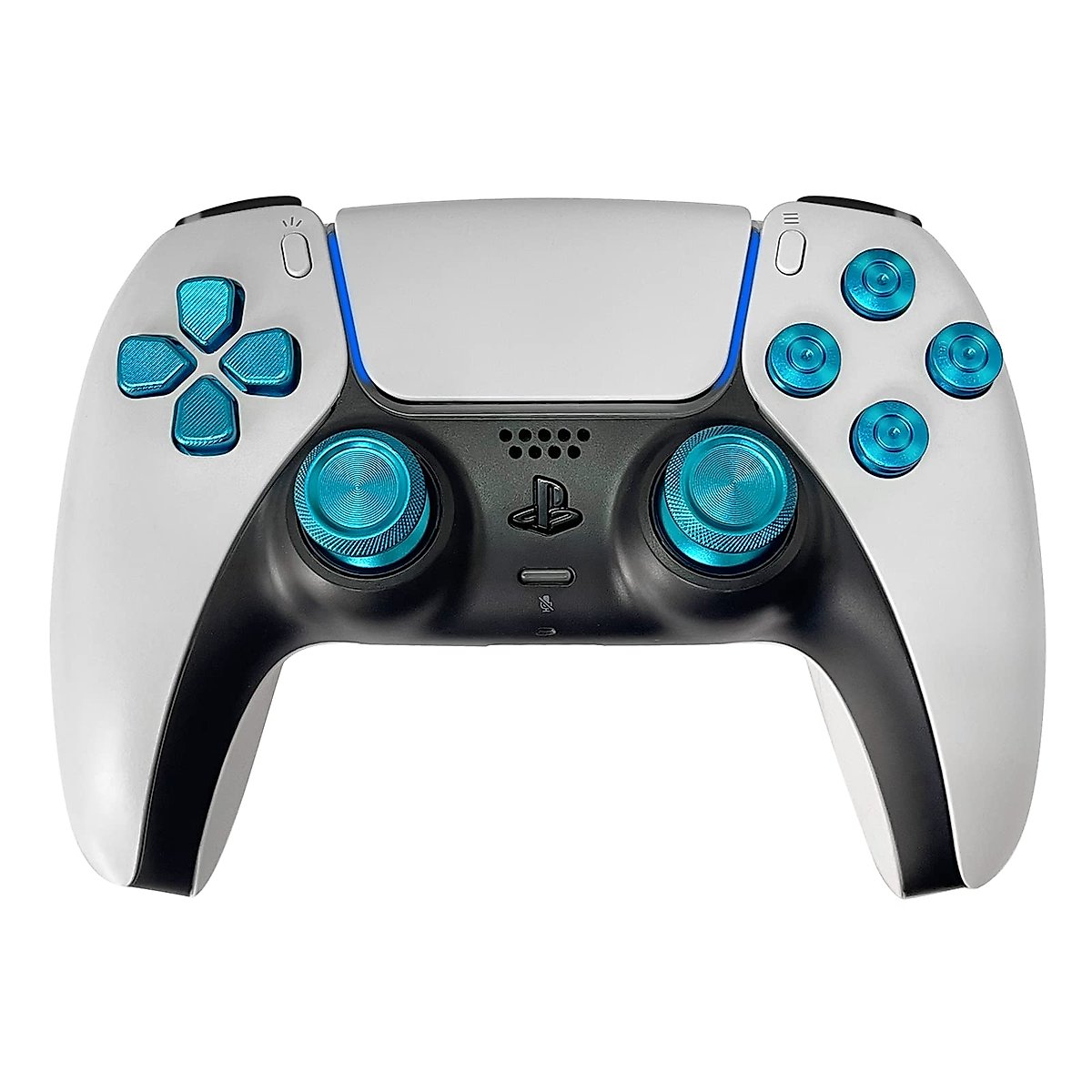 E-MODS GAMING Metal Thumbsticks D-pads ABXY Buttons Repair Kits for PS5 Controller - Replacement Aluminum Action buttons & Analog Joystick & Directional Pads for PlayStation 5 Controller (Blue)