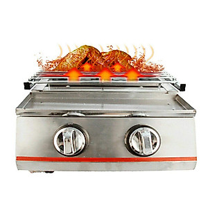 2 Burners Gas BBQ Grill, Stainless Steel Tabletop Smokeless Outdoor Barbecue Cooker Gas Grill Tabletop Grill Portable Grill for Kitchen, Camping, Outdoor, Tailgating, or Picnicking