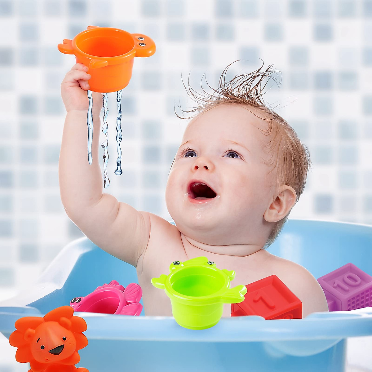 Baby Blocks&Balls 6 to 12 Months and Up Soft Building Stacking Block 18Pack,StackingToys for Toddlers, Sensory Montessori Teething Toy forInfant Boys & Girls with Numbers Animals Shapes Textures.