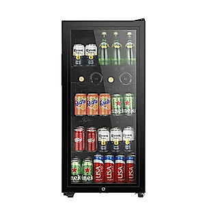 HAILANG 4.5 cu.ft Beverage Refrigerator Cooler, Mini Fridge with Glass Door for Beer Soda or Wine, Perfect for Home,Bar, Office