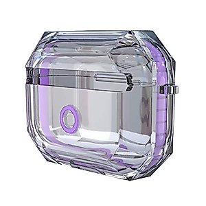 Hemobllo Compatible for AirPods Pro Case Cover - Transparent Protective Case Skin Drop-Proof Soft TPU Case Compatible with AirPods Pro Charging Case (Purple)