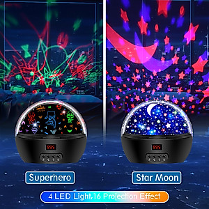 DCAUT Batman and Star Projector Night Light for Kids, Star Moon Night Light for Kids with Timer,360 Degree Rotating Baby Light Projector for Bedroom Nursery Baby Gifts Toddler Boys Girl(Black-BM)