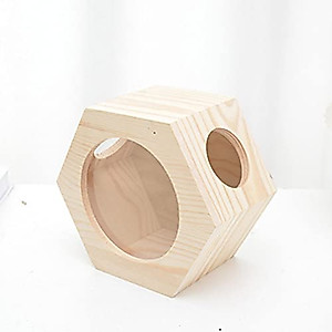 Ipetboom Hamster Wooden House Hamster Hideout Wood House Chinchilla Toys Hamster House Castle Small Animal Hideout Nesting Habitat Multi-Layer Rat Room Small Pet Hut