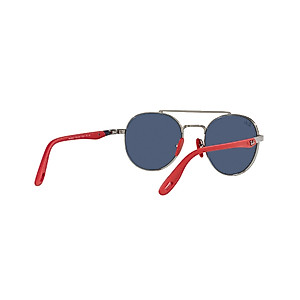 Ray-Ban RB3696M Scuderia Ferrari Collection Round Sunglasses, Gunmetal/Dark Blue, 51 mm