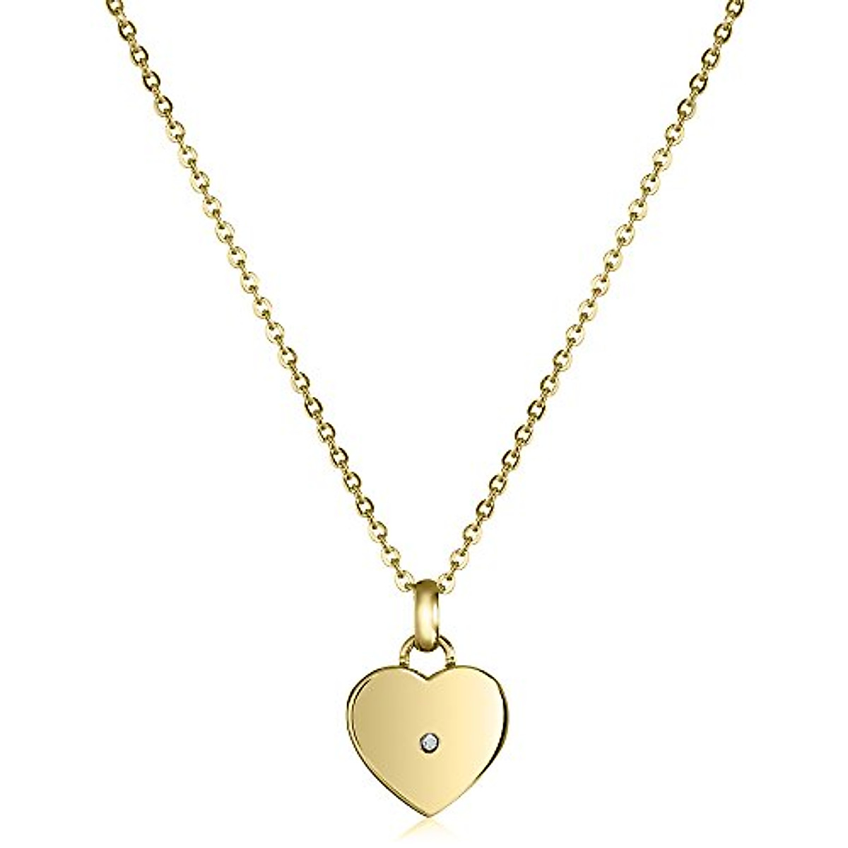 Michael Kors Stainless Steel and Pavé Crystal Heart Pendant Necklace for Women, Color: Gold (Model: MKJ3969710)