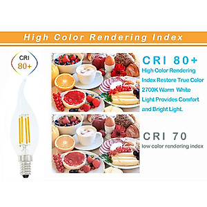 Lamsky E14 LED Bulb European Base 4W LED Chandelier Light Bulbs Dimmable 40W Equivalent,Flame Tip Candelabra LED Bulbs,110V 2700K Warm White,6 Pack