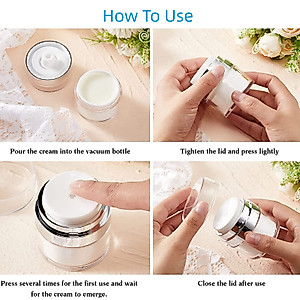 Minsily 4 Pack Airless Pump Jars, 1.7 oz Airless Pump Bottles Cream Jar Vacuum Cosmetics Pump Bottle Dispenser Travel Container Empty Airless Cosmetic Container for Skincare Cream Lotions Moisturizer