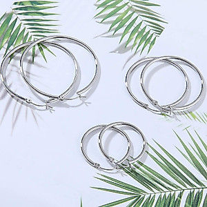 Gacimy Sterling Silver Hoop Earrings for Women, 14K White Gold Plated Hoops with 925 Sterling Silver Post, White Gold 30 40 50mm Medium Earrings for Women