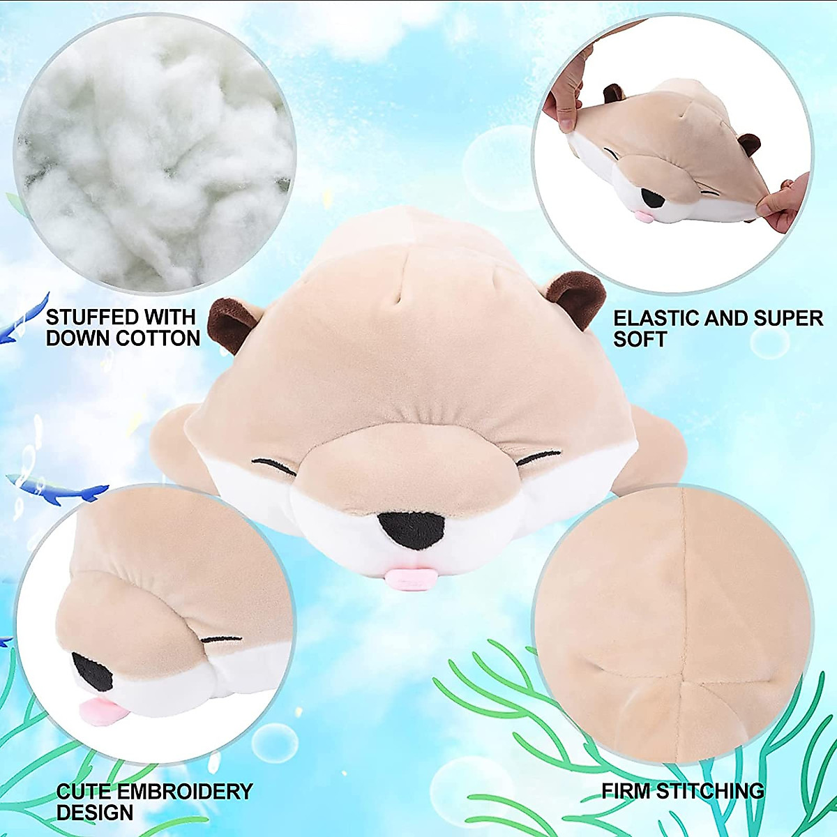 AEECASI Cute Otter Plush,Soft Sea Otter Stuffed Animal Hugging Pillow,Sea Otter Plushie Gift for Boys Girls Kids Toddlers,Adorable Sea Animal Plush Toy,Creative Stuffed Otter Decoration,20"