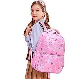 Sunborls Kawaii Backpack Cute Butterfly Exterior Teen Girls School Bookbag with Lunch Pail Pencil Case 3pcs（Pink）