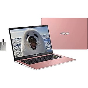 ASUS 2022 14" HD Laptop, Intel Celeron N4020 Processor, 4GB RAM, 64GB eMMC , Webcam, Intel HD Graphics 500, Bluetooth, Windows 11 S, Rose Gold, 128GB SnowBell USB Card
