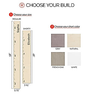Headwaters Studio Wooden Growth Chart - Personalized Height Ruler for Wall Kids, Growth Chart for Wall, Wall Ruler for Kids Height, Height Chart for Kids, Kids Height Wall Chart - Short & Regular Size