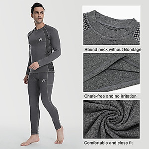 MEETWEE Men's Thermal Shirts, Winter Ski Gear Fleece Lined Long Johns Base Layer Warm Top for Skiing Grey