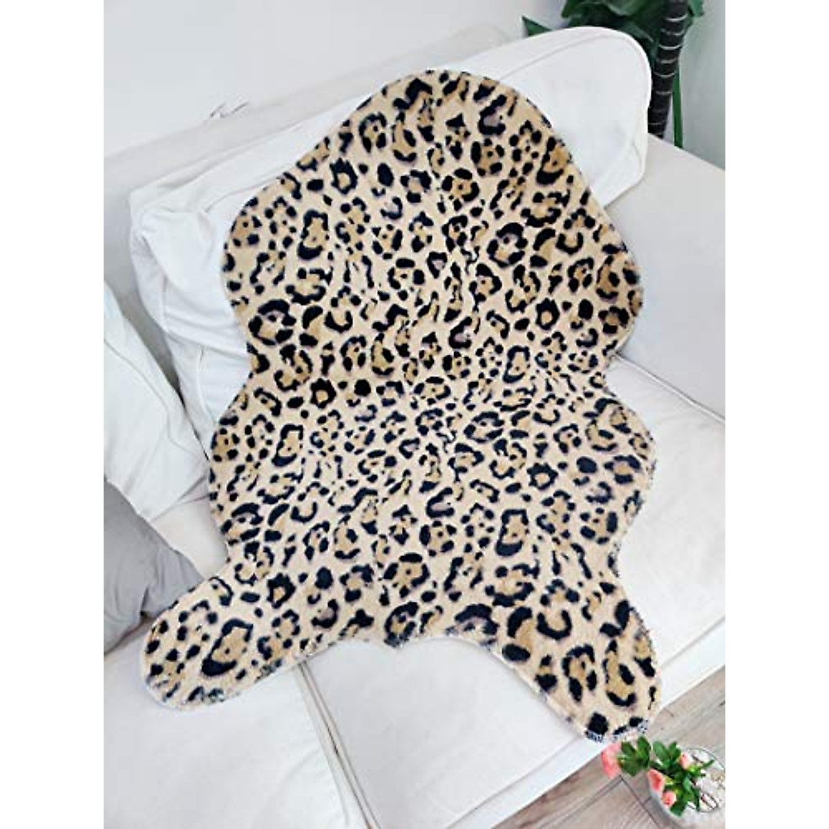 Leopard Rug Animals Cheetah Print Area Rug Faux Cowhide Carpet Shag Rug Foot Mat Pad for Living Room Bedroom Office Chair Sofa Home Decor 2' x 3'