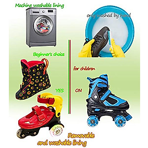 Quad Roller Skates for Kids Girls with Adjustable Size (Age 3-9), Double Brakes, Luminous Wheels, 3-Point Balance, Include Knee Pads Elbow Pads Wrist Guards