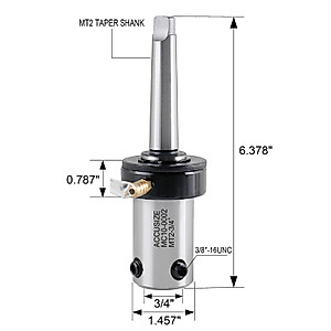 Accusize Industrial Tools Mt2 to 3/4 inch Weldon Shank with Coolant System for Drill-Use Annular Cutter on Drill Press, Mc10-0002
