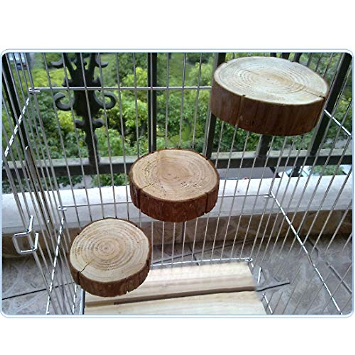 LOVEIFE 3 Pack Bird Perch, Round Wooden Platform Parrot Toys Bird Cage Accessories (Style1)
