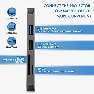 OSALADI USB Adapter USB Ethernet Adapter USB Hubs 1Pc Type Hub USB Hub Dock Station 5- in- 1 Phone Computer Laptop Converter Computer Adapter USB Docking Station USB Ethernet Adapter