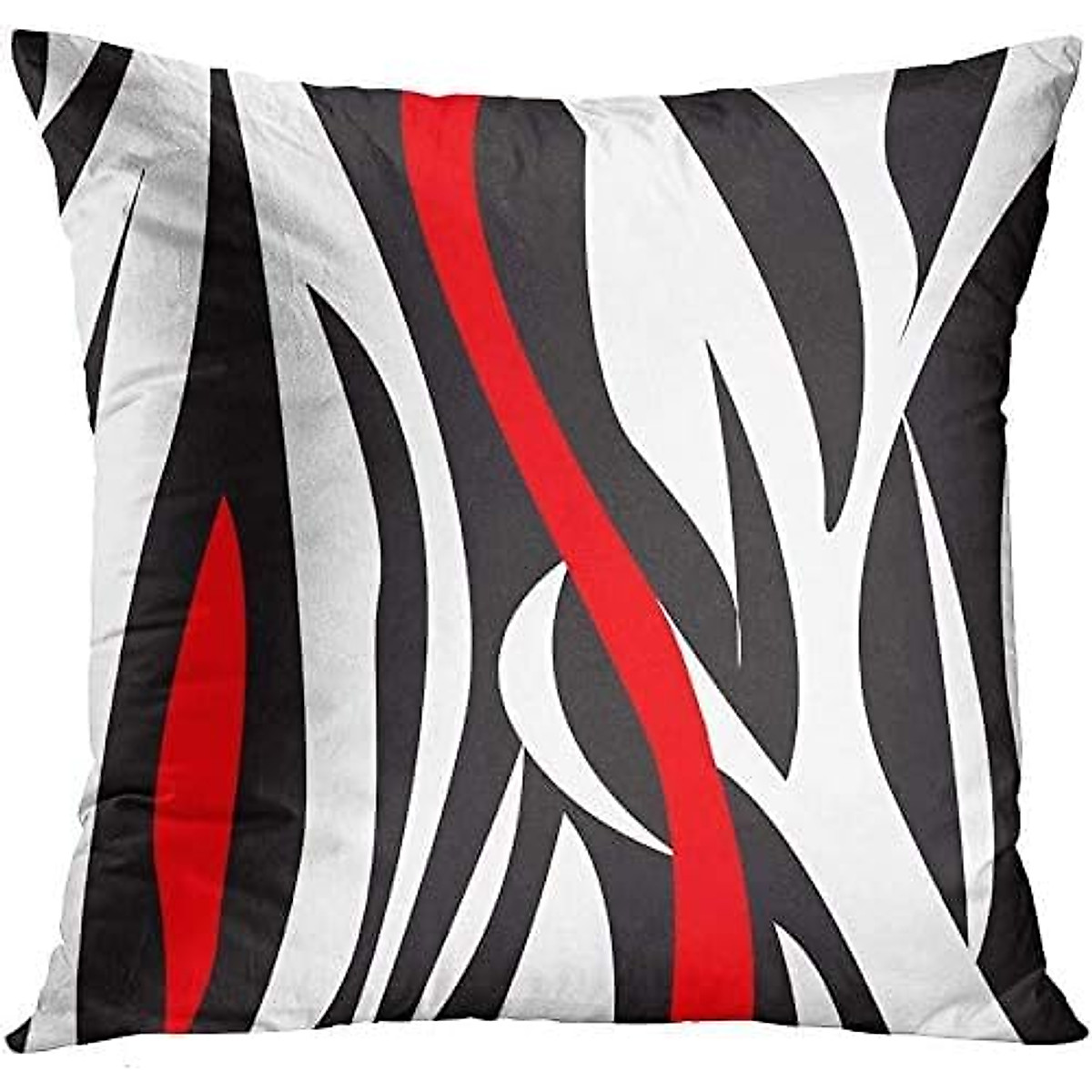 Emvency Set of 4 Throw Pillow Covers 16x16 Inches Decorative Cushion Modern Abstract Red Black White and Grey Wavy Vertical Stripes Dot Polyester Pillow Cases Square Pillocases for Bed Sofa
