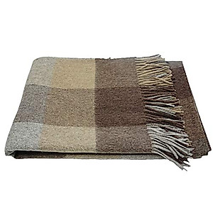 State Cashmere Plaid Throw Blanket with Decorative Fringe - Ultra Soft Multicolor Accent Blanket for Couch, Sofa & Bed Made w/ 100% Inner Mongolian Cashmere - (Mocha/Heather Grey/Winter Twig, 60"x54")