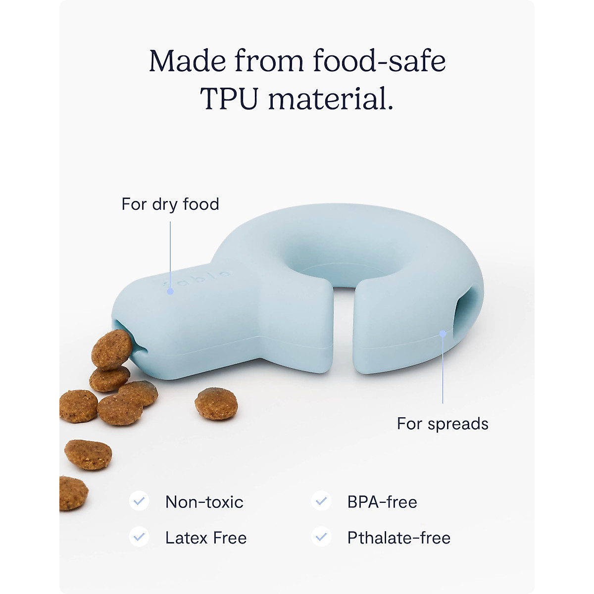 FABLE The Falcon Treat Dispensing Dog Toy Interlocking Design - 2 Cavity Dog Toy Treat Dispenser for Dry Food & Spreads - Dog Treat Toys Interactive & Solo Play - No BPA Dog Treat Toy - Light Blue