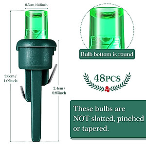 Honoson 48 Count 5 mm LED Christmas Replacement Bulbs Bulk Wide Angle Christmas Light Bulb Xmas Tree String Light Replacement Bulb Festival Light Decoration (Green Base with Multicolor Bulb)
