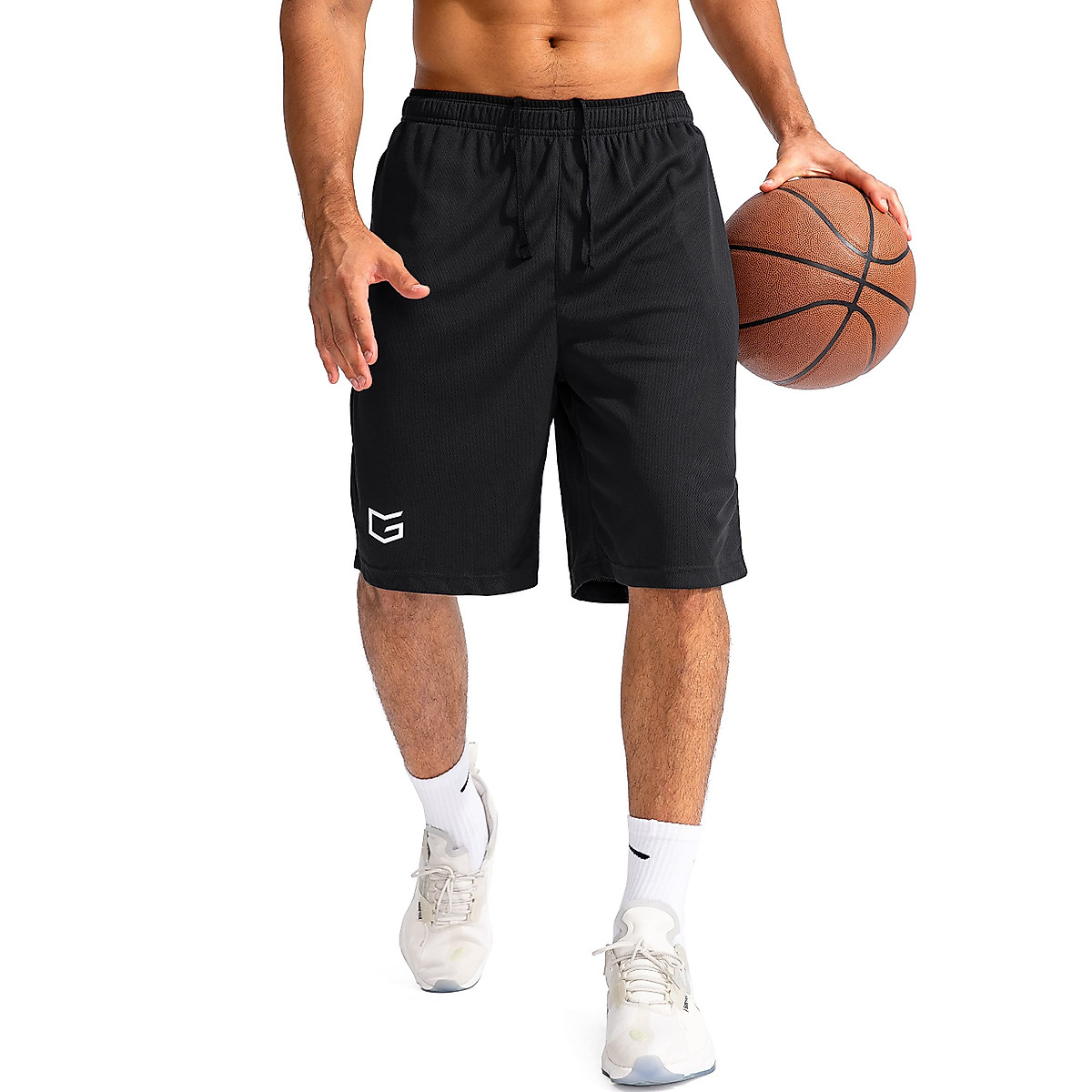 G Gradual Men's Basketball Shorts with Zipper Pockets Lightweight Quick Dry 11" long shorts for men Athletic Gym(Black,XL)