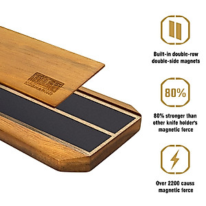 HOSHANHO Acacia Wood Knife Magnetic Strips 12 Inch, Magnetic Knife Holder for Wall with Multipurpose Use as Knife bar, Knife Rack, Knife Strip, Kitchen Utensil Holder