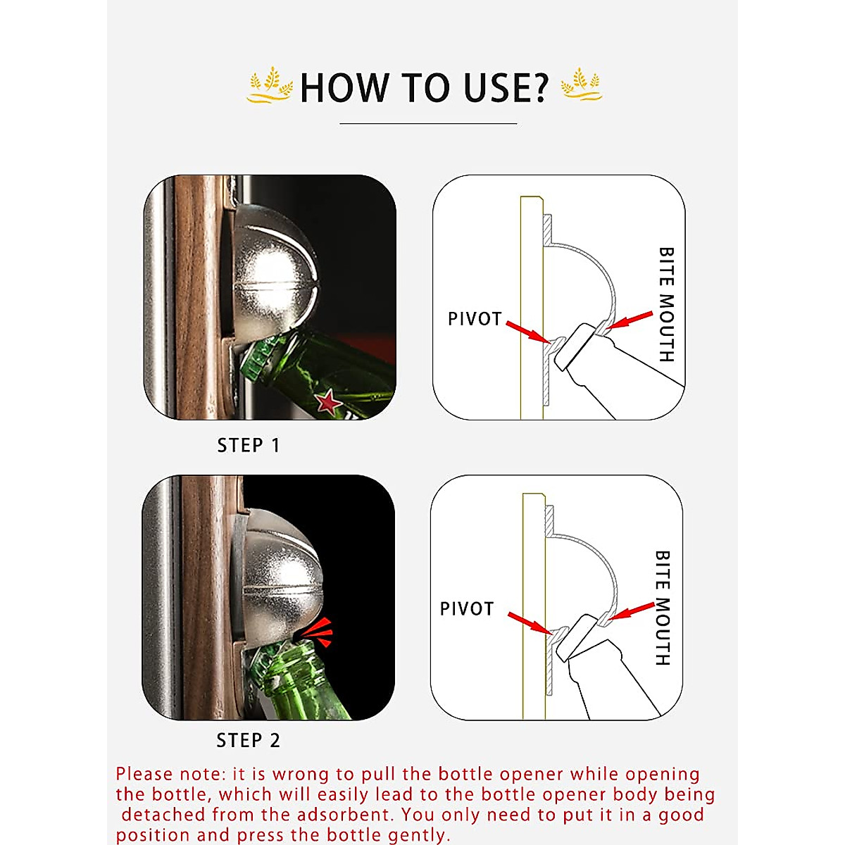 Wall-mounted magnetic bottle opener, wooden, Bottle cap catcher，Ideal Gift for Men and Beer Lovers