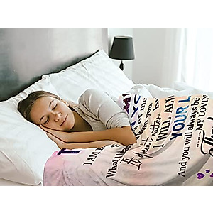 ARTHMOM Personalized Blanket Gifts for Mom Dad, Cozy Fleece Sofa Throw Blankets for Christmas Anniversary Valentines Birthday Day (to Mom from Daughter-Colorful, 60" x 50")