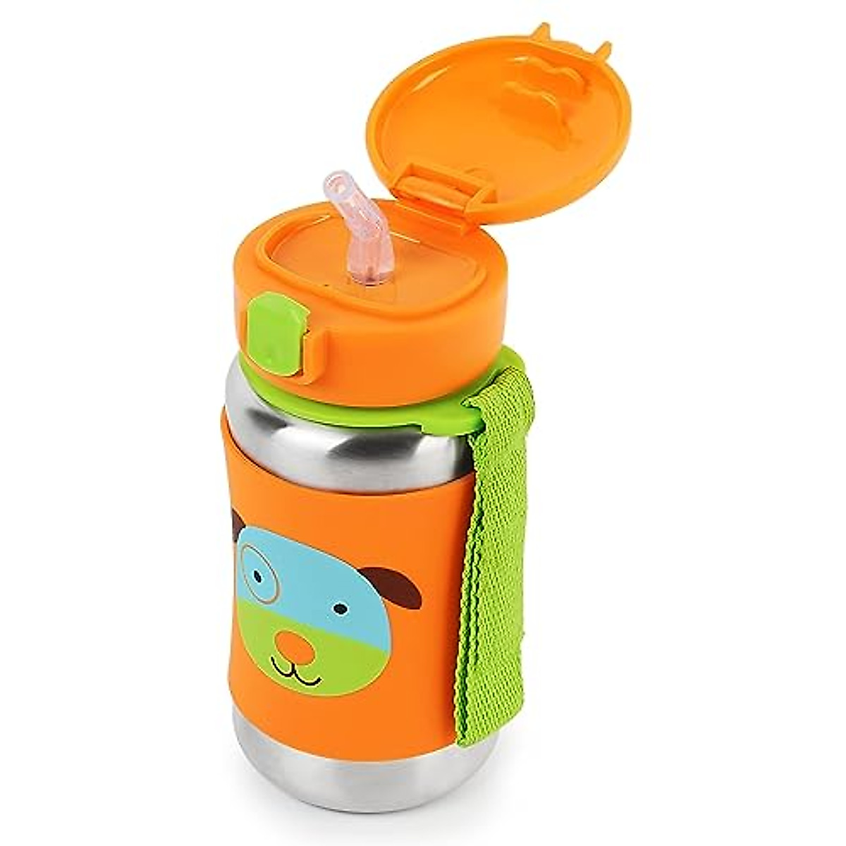 Skip Hop Toddler Sippy Cup with Straw, Zoo Stainless Steel Straw Bottle, Dog