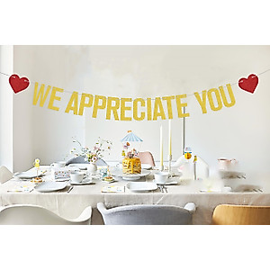 We Appreciate You Banner, Thank You Sign, Nurse/Doctor/Teacher Appreciation Banner Decorations, Thank You for All You Do Decor, Employee Appreciation Banner Decorations for Office Party Gold Glitter