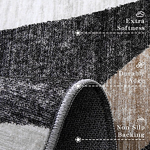 chakme Modern Abstract Washable Rugs 8'x10' Area Rug for Living Room Bedroom, Black and White Rug Non-Slip Ultra Thin Home Decor, 8x10FT