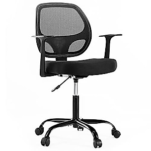 Ergonomic Home Office Desk Chair, Small Desk Chair with Comfortable Lumbar Support, Wide Seat and Armrest, Breathable Mesh Task Chair Swivel Rolling Height Adjustable Chair for Study, Office