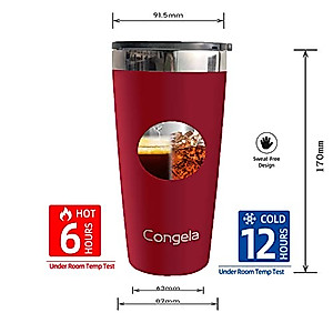 Congela 16oz stainless steel insulated pint glasses, double wall water and beer vacuum tumbler bulk cups set with lids,coffee tumbler camping cups, for hot and cold drinks (Chili,16oz X 4Pack)…