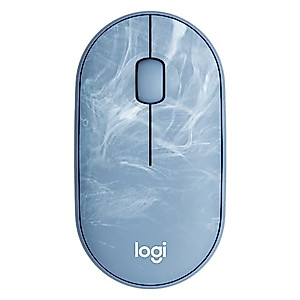 Logitech Pebble Wireless Mouse with Bluetooth or 2.4 GHz Receiver - Blue Marble