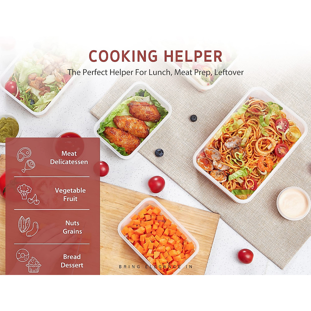 Syntus Food Storage Containers with Lids, 18 Pack (36 Pieces) 12.8L Plastic Airtight Reusable Meal Prep Lunch Containers for Kitchen & Pantry Organization