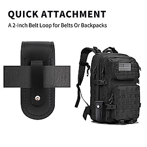 Pocket Knife Sheath, 4" Folding Pocket EDC Knife Case, Portable Pouch Knife Leather Holster with Snap Closure and Belt Loop, Accessory for Outdoor Climbing, Camping, Cycling and Hiking, Black