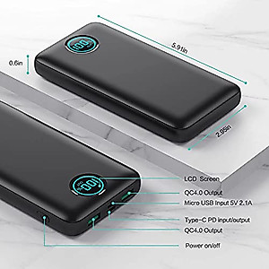 Portable Charger Power Bank 30,800mAh LCD Display Power Bank,25W PD Fast Charging +QC 4.0 Quick Phone Charging Power Bank Tri-Outputs Battery Pack Compatible with iPhone,Android etc(Black)