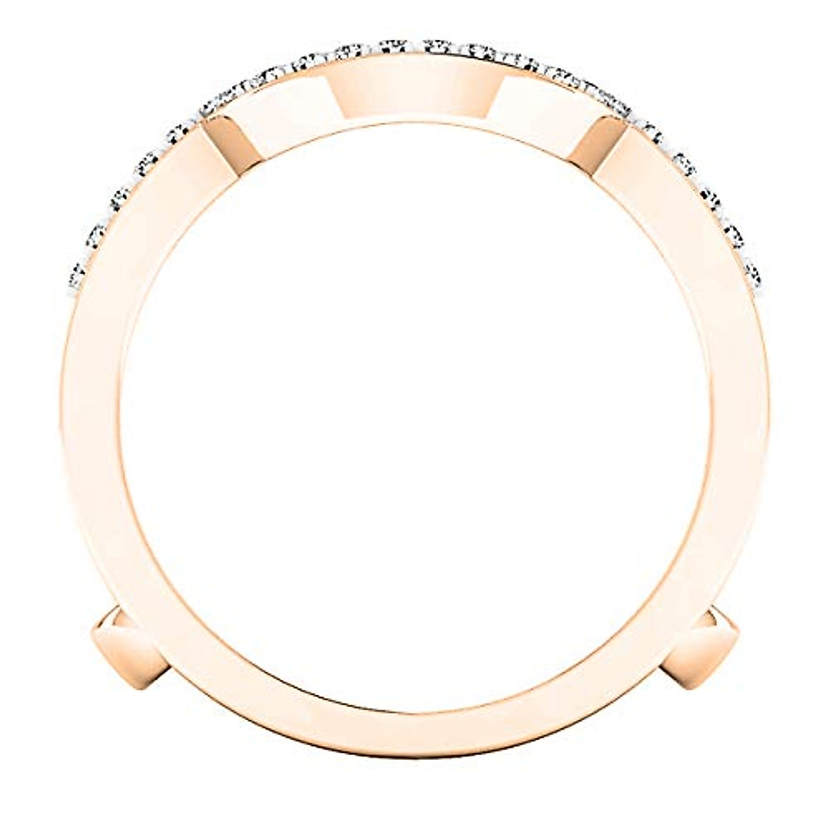 Dazzlingrock Collection 0.25 Carat (ctw) 14K Round Diamond Ladies Wedding Band Double Ring 1/4 CT, Rose Gold, Size 8