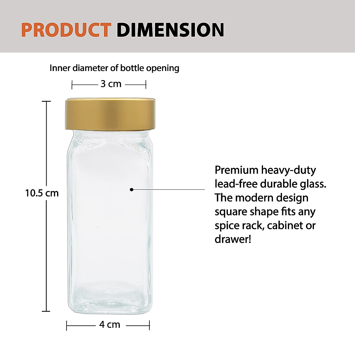 AYOUSIN 24 Spice Jars with Labels - 4oz Glass Spice Jars with Shaker Lids, 192 Spice Labels, 24 DIY Labels & 66 Expiration Labels - Spice Containers with Gold Lids - Seasoning Jars for Spice Rack